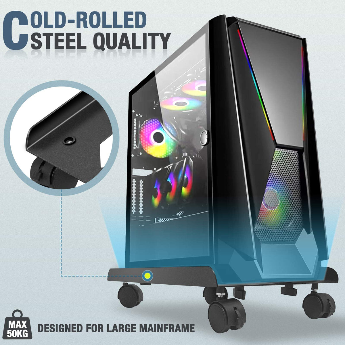 Seloom Computer Tower Stand, Adjustable Mobile PC Stand, Heavy-Duty PC